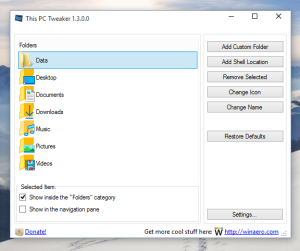 Add custom folders to This PC in Windows 10 or remove default folders
