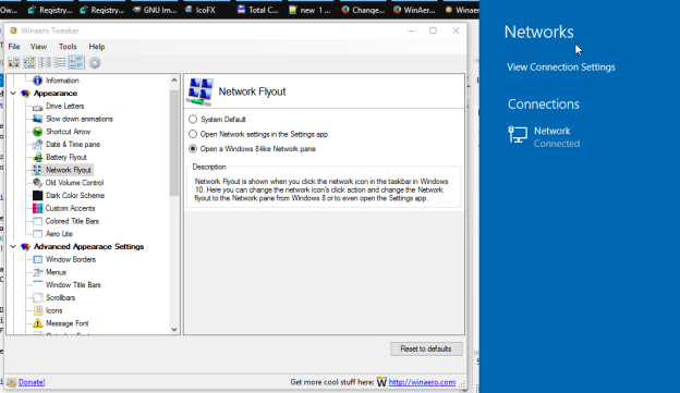 Change network icon click action in Windows 10