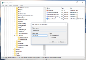 Add a custom color for taskbar to Windows 10 Settings app