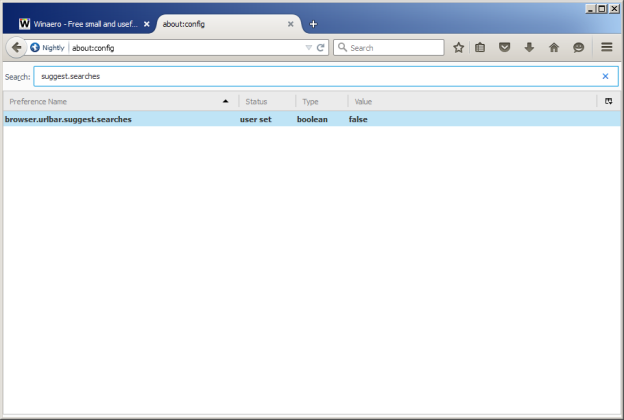 How to disable live search suggestions in the address bar in Firefox