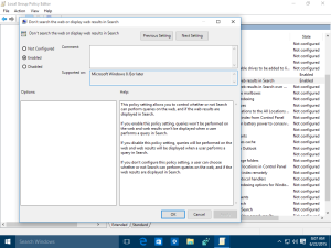 How to disable web search in Windows 10 taskbar