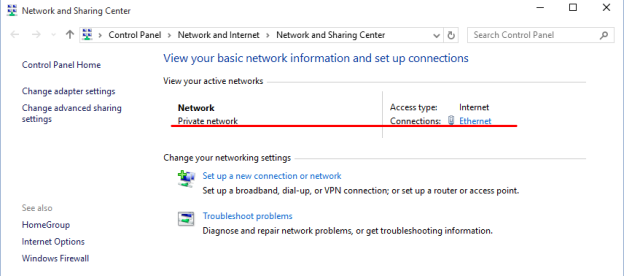 Change network location type (Public or Private) in Windows 10