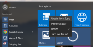 How to resize Windows 10 Start Menu to single column