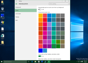 Taskbar color - change in Windows 10
