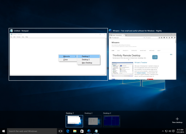 Hotkeys to manage Virtual Desktops in Windows 10 (Task View)