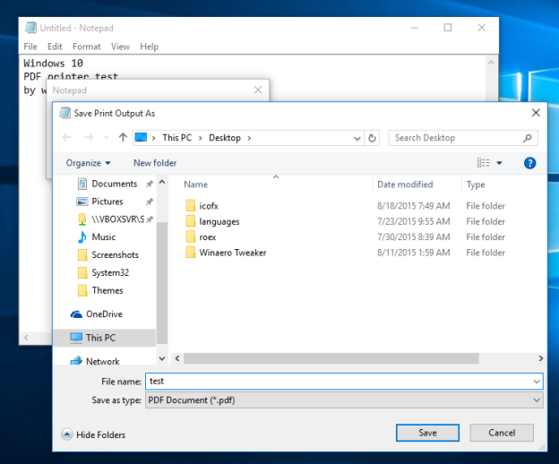 Print into PDF in Windows 10 without using third party tools