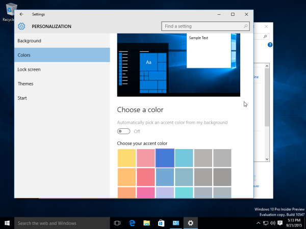 Themes and Personalization have made a return in Windows 10 build 10547