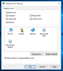 Enable Desktop Icons in Windows 10 Creators Update
