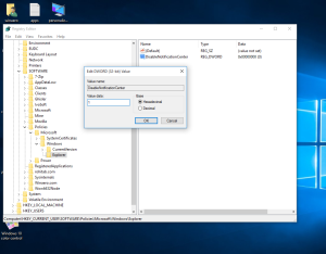 Disable Action Center in Windows 10 completely