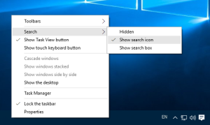 Taskbar search box - disable or hide in Windows 10