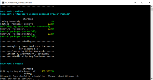 Uninstall and Remove Microsoft Edge Browser in Windows 10