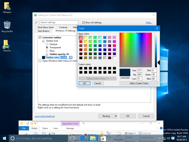 Get a Completely Transparent Taskbar in Windows 10