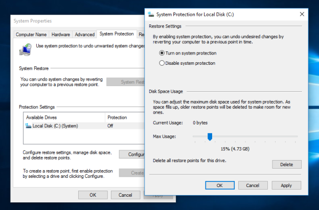 How to Enable System Protection In Windows 10