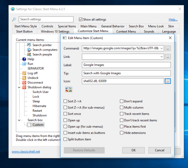 Classic Shell 4.2.5 is out, featuring a number of changes