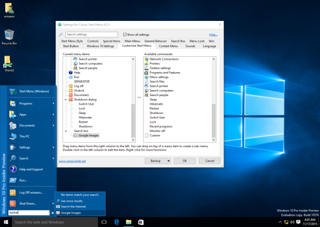 Classic Shell 4.2.5 is out, featuring a number of changes
