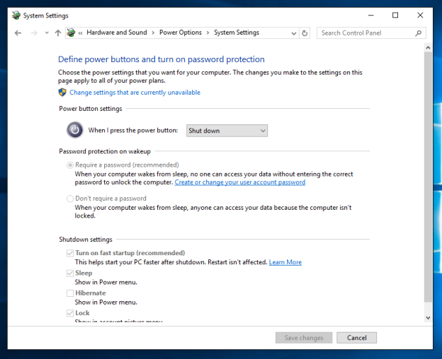 How to disable or enable Fast Startup in Windows 10