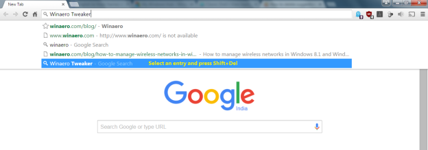 How to delete a single URL or suggestion entry from Google Chrome's address bar dropdown