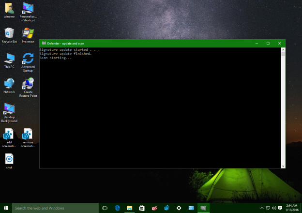 Update Windows Defender and run Quick Scan with one click