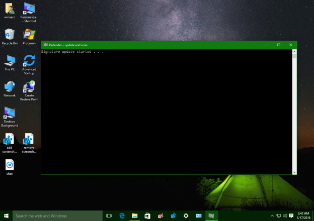 Update Windows Defender and run Quick Scan with one click