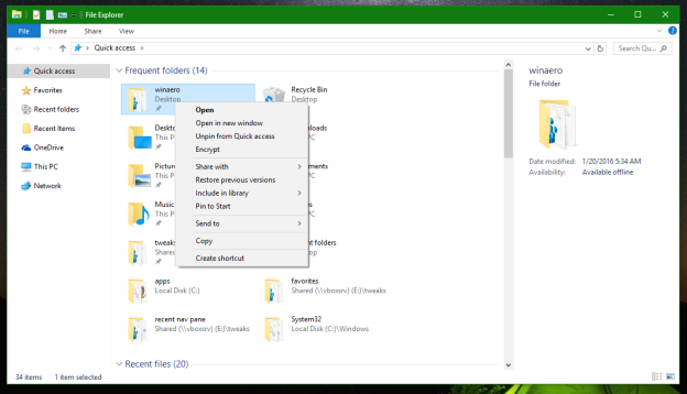 Disable wide context menus in Windows 10 and revert them to classic appearance