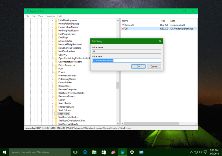 Remove shortcut arrow overlay in Windows 10 Remove shortcut arrow overlay in Windows 10