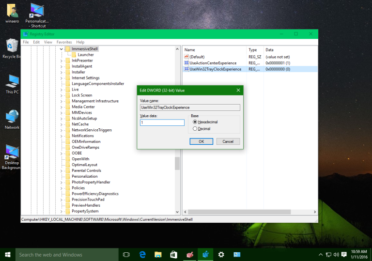 Get the old Windows 7-like Calendar and Date pane in Windows 10
