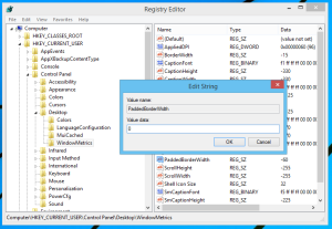How to reduce window border size in Windows 8, Windows 7 and Windows Vista