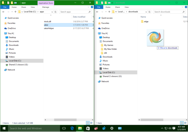 Set the default drag and drop action in Windows 10, Windows 8 and Windows 7