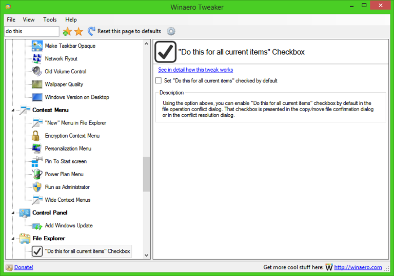 Do This For All Current Items Checkbox Set Checked By Default In
