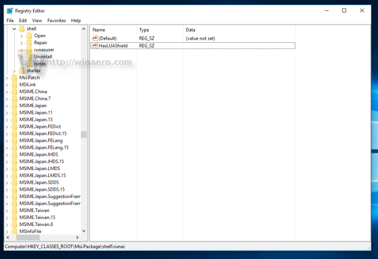 Add Run as administrator context menu item to MSI files