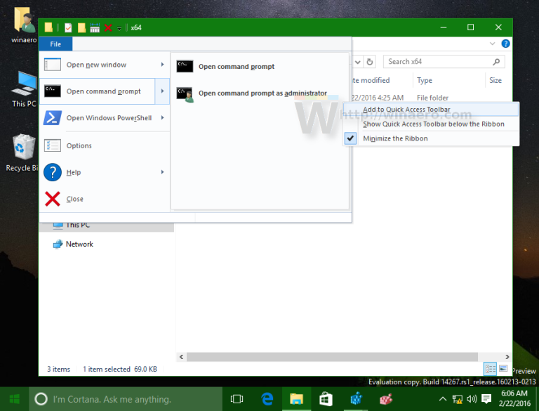How to add any Ribbon command to the Quick Access toolbar in Windows 10