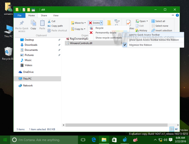 How to add any Ribbon command to the Quick Access toolbar in Windows 10