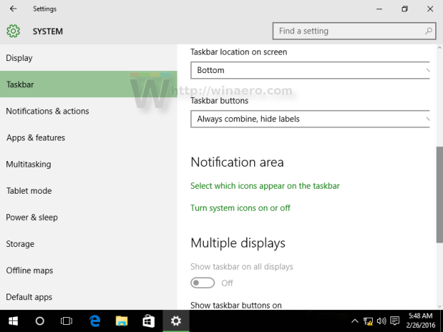 How to create a taskbar settings shortcut in Windows 10