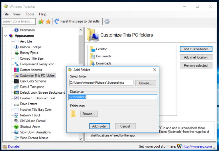Customize This PC folders with Winaero Tweaker in Windows 10, Windows 8 ...