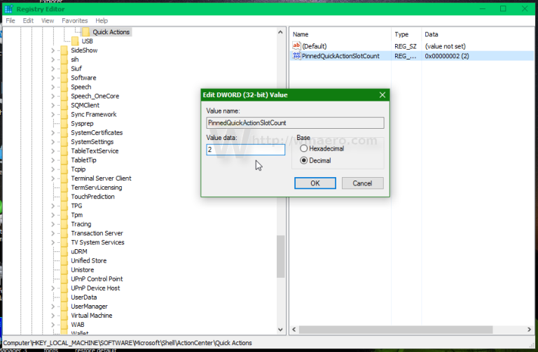 Change the number of Quick Action buttons visible in Action Center of ...