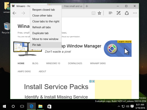 How to pin and unpin tabs in Microsoft Edge