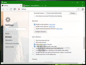 Opera 36 comes with special features for Windows 10 users