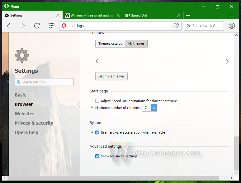 Opera 36 comes with special features for Windows 10 users