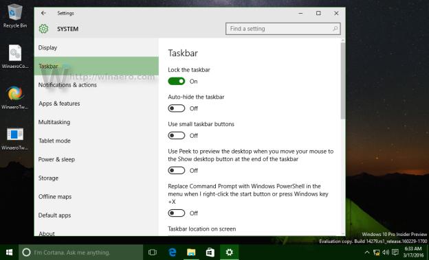 How to create a taskbar settings shortcut in Windows 10
