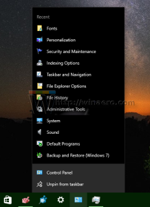 Change the number of items in jump lists in Windows 10