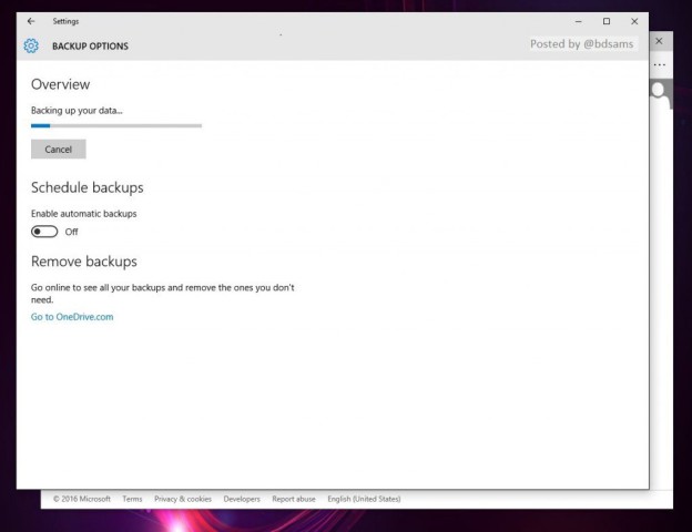 Here is OneDrive Backup feature in Windows 10