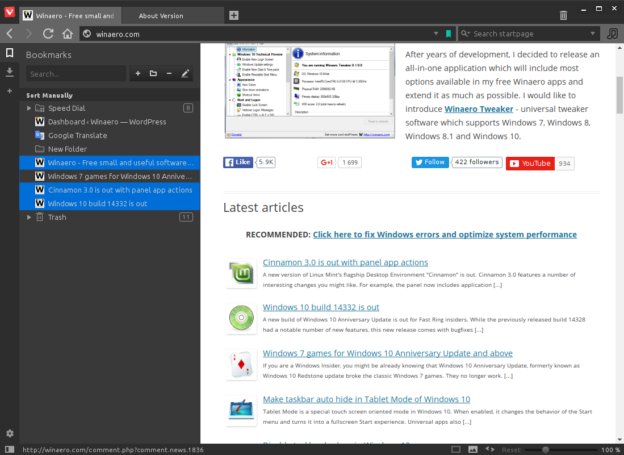 Vivaldi 1.1 is available