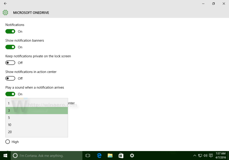 Change notification count visible per app in Action Center of Windows 10