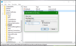 How to disable touchscreen edge swipes in Windows 10