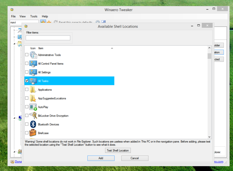 Add custom folders or Control Panel applets to Navigation Pane in File ...