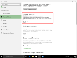 How to turn on or off Periodic Scanning in Windows 10