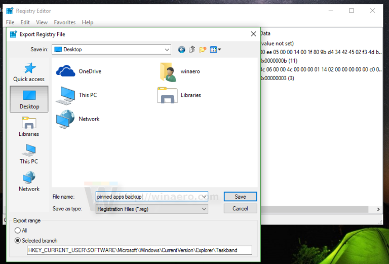 How To Backup And Restore Taskbar Pinned Apps In Windows 10