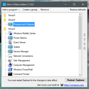 Customize Win+X menu in Windows 10