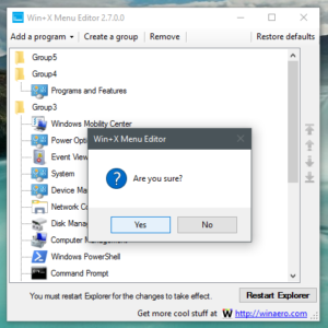 Customize Win+X menu in Windows 10