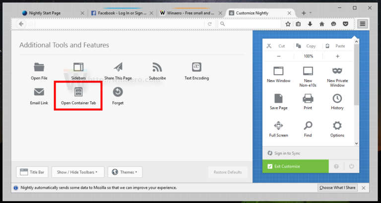 First Look at Containers Feature in Firefox